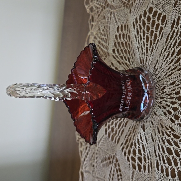 Vintage | Accents | Vintage Ruby Flashed Glass Souvenir Basket Of ...